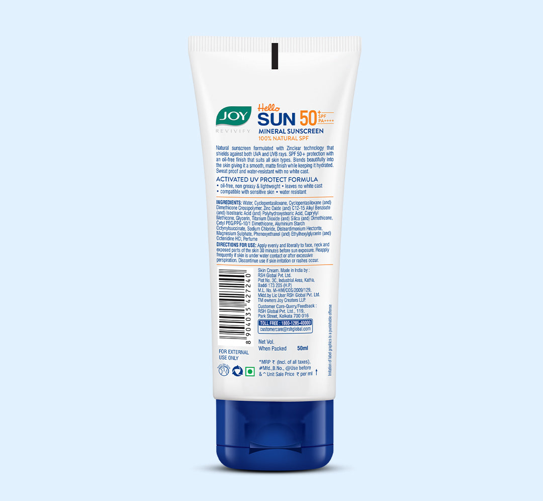 Chemical-Free Mineral Sunscreen SPF 50 PA++++ – Joy Personal Care
