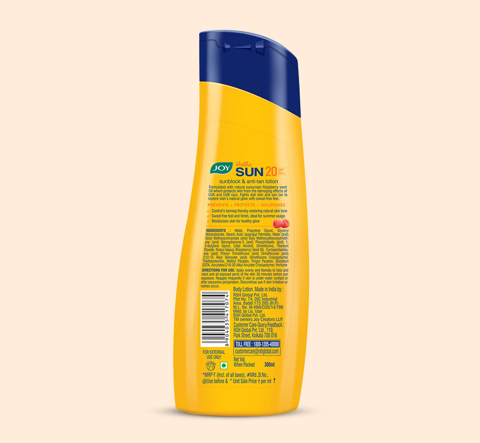 Sunblock & Anti-Tan Sunscreen Body Lotion SPF 20 PA++ – joypersonalcare
